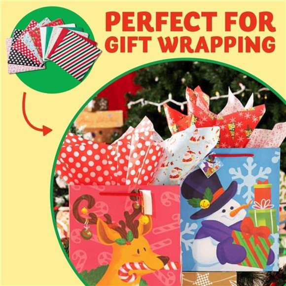 Party Supplies | 15 Sheets Christmas Tissue Paper Assorted Design Easy ...